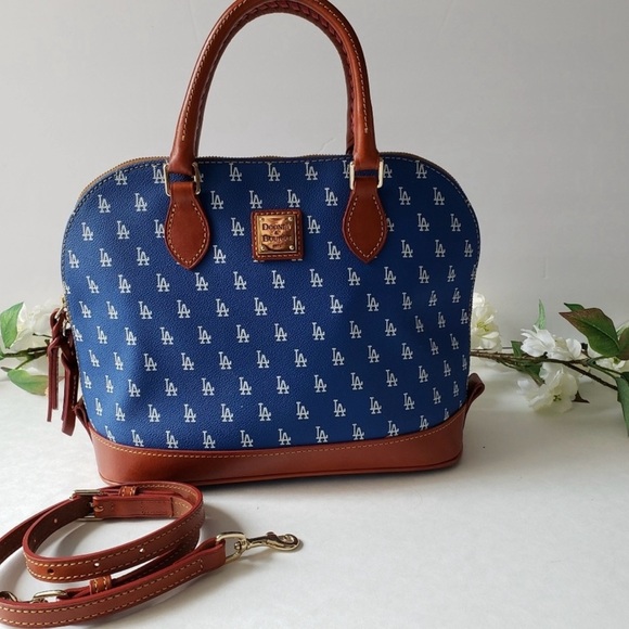 Dooney & Bourke | Bags | Dooney Bourke Blue And Brown Satchel With ...